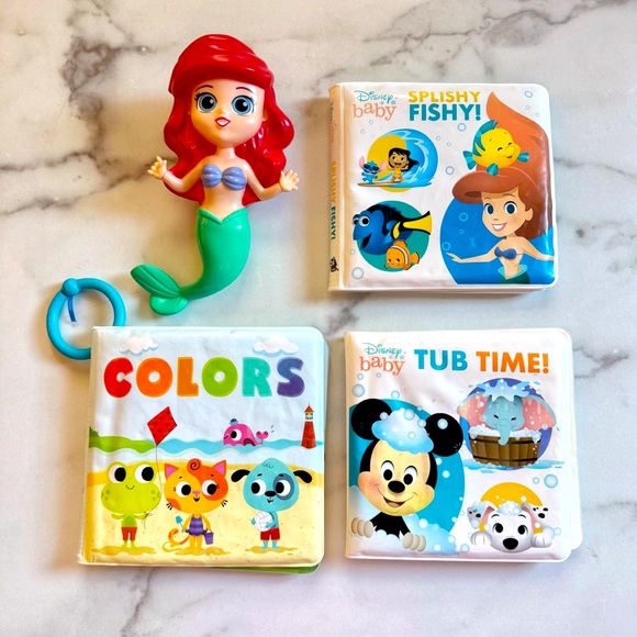 Disney | Toys | Disney Baby Bath Time Bundle Ariel Floating Toy 3 Soft ...